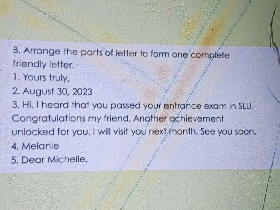 B. Arrange the parts of letter to form one