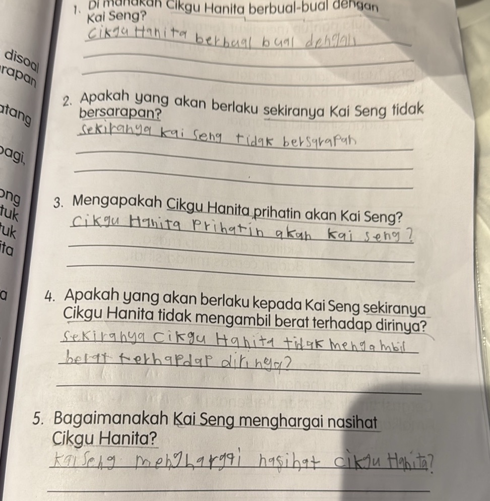 1. Di manakah Cikgu Hanita berbual-bual | StudyX