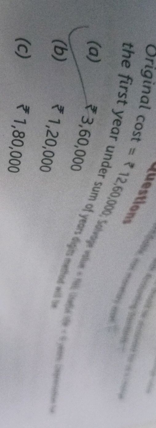 Original cost = ₹ 12,60,000, Salvage value