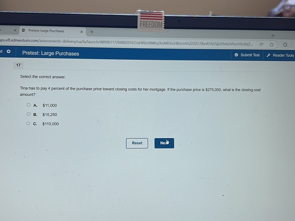 Tina has to pay 4 percent of the purchase