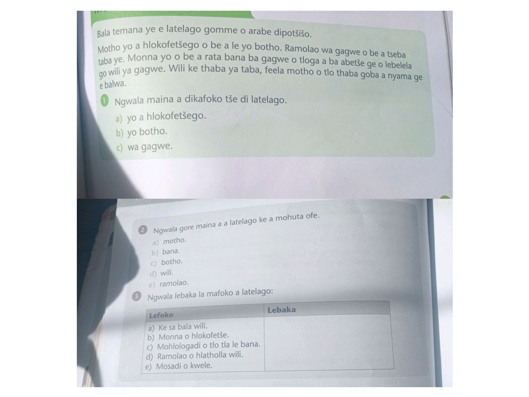 Ngwala maina a dikafoko tše di latelago. a) | StudyX