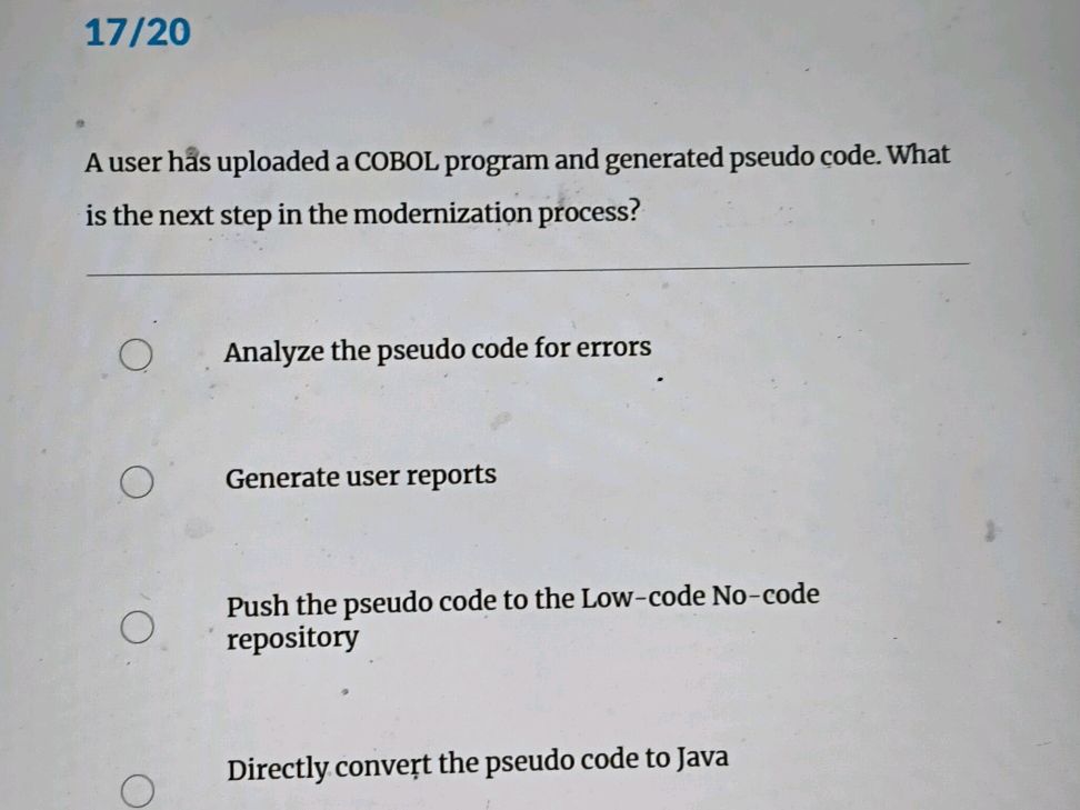 A user has uploaded a COBOL program and | StudyX