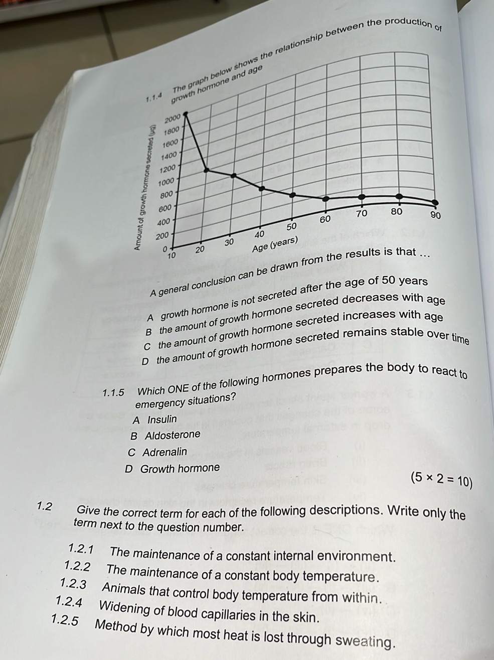 1.1.4 The graph below shows the relationship | StudyX