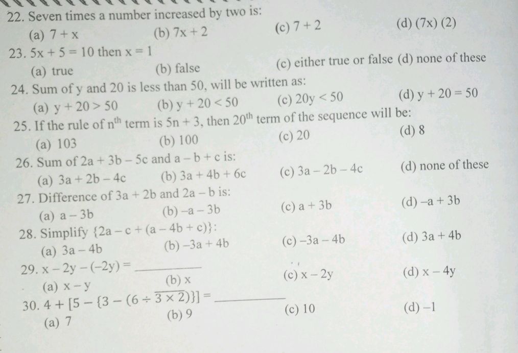 22. Seven times a number increased by two | StudyX
