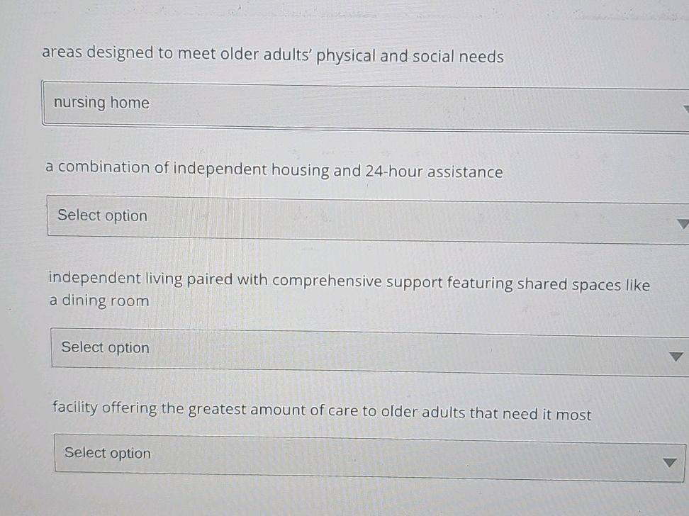 areas designed to meet older adults'
