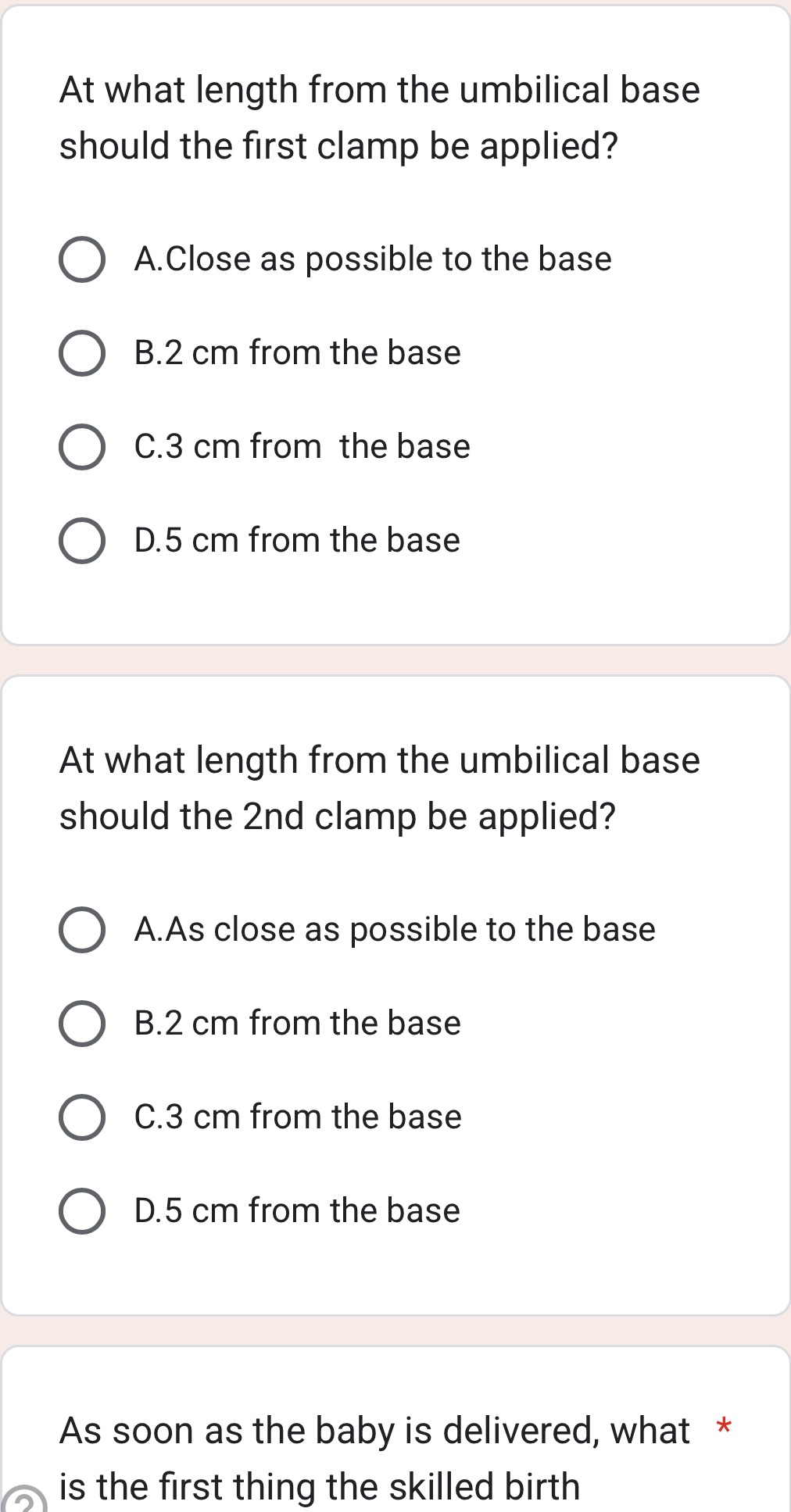 At what length from the umbilical base | StudyX