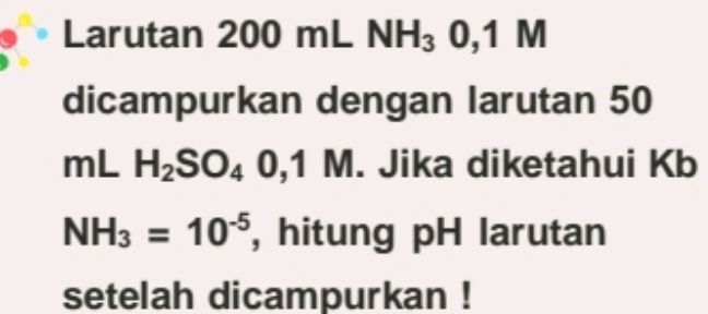 Larutan 200 mL NH₃ 0,1 M dicampurkan dengan