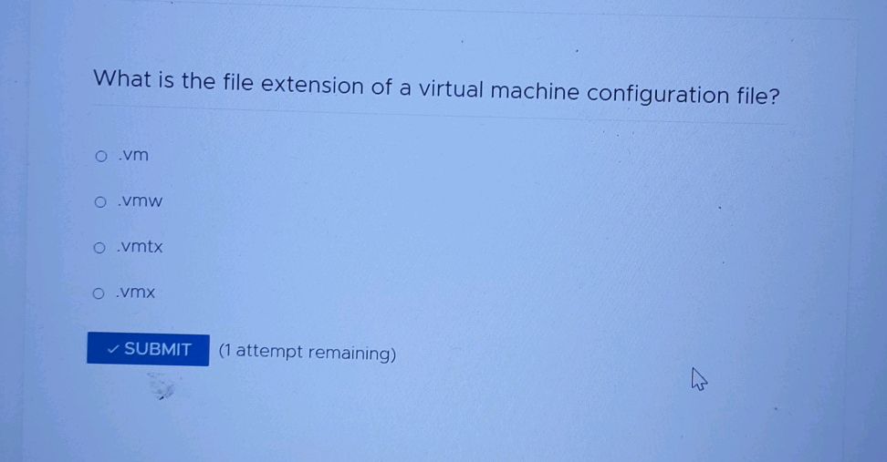 What is the file extension of a virtual | StudyX
