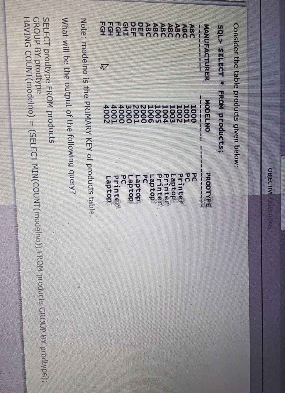 Consider the table products given below: | StudyX