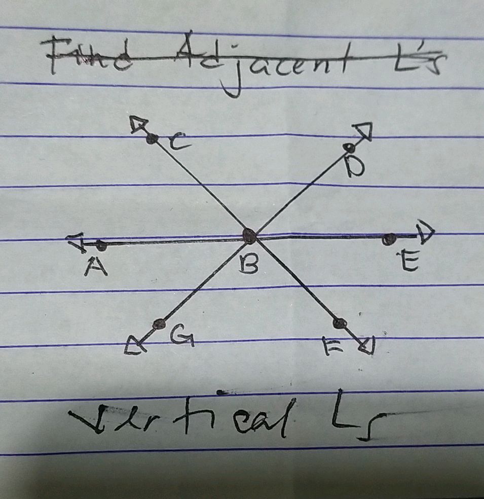 Find Adjacent and Vertical Angles