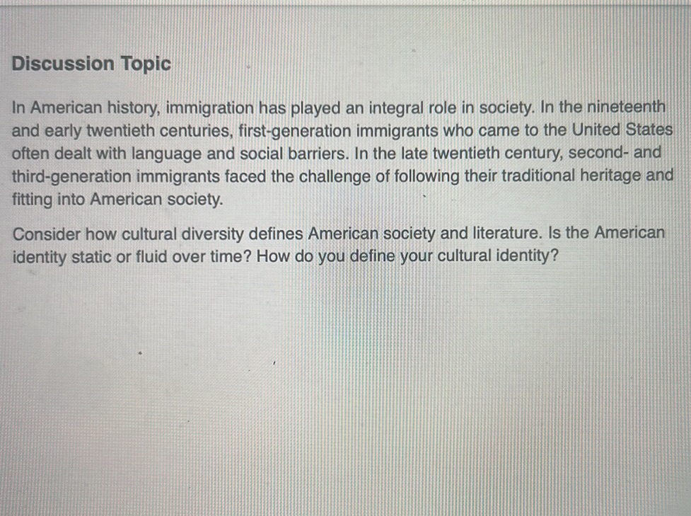 Discussion Topic In American history,