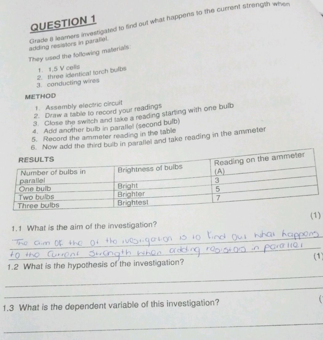 QUESTION 1 Grade 8 learners investigated to | StudyX
