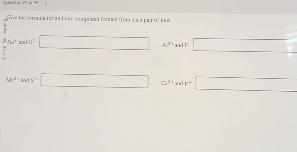 Give the formula for an ionic compound | StudyX