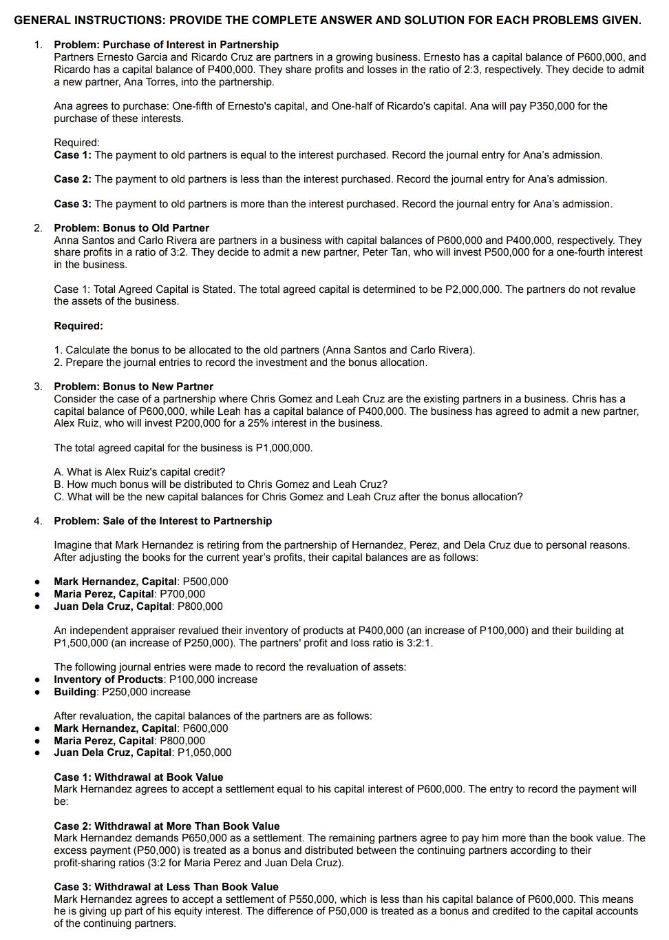 GENERAL INSTRUCTIONS: PROVIDE THE COMPLETE | StudyX