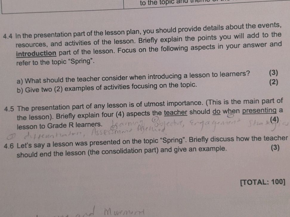 4.4 In the presentation part of the lesson