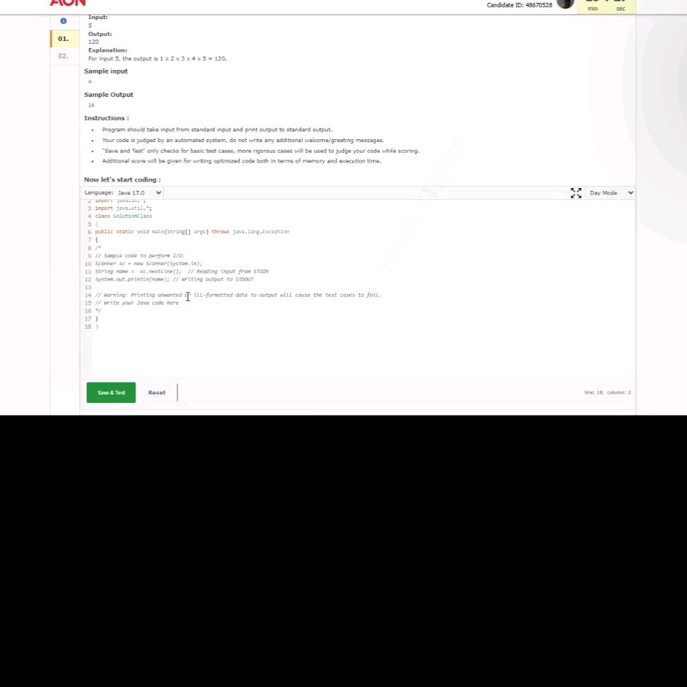 Input: 5 Output: 120 Explanation: For input | StudyX