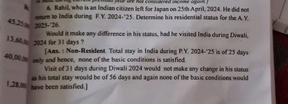 6. Rahil, who is an Indian citizen left for | StudyX