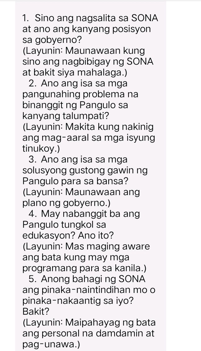 Sino ang nagsalita sa SONA at ano ang