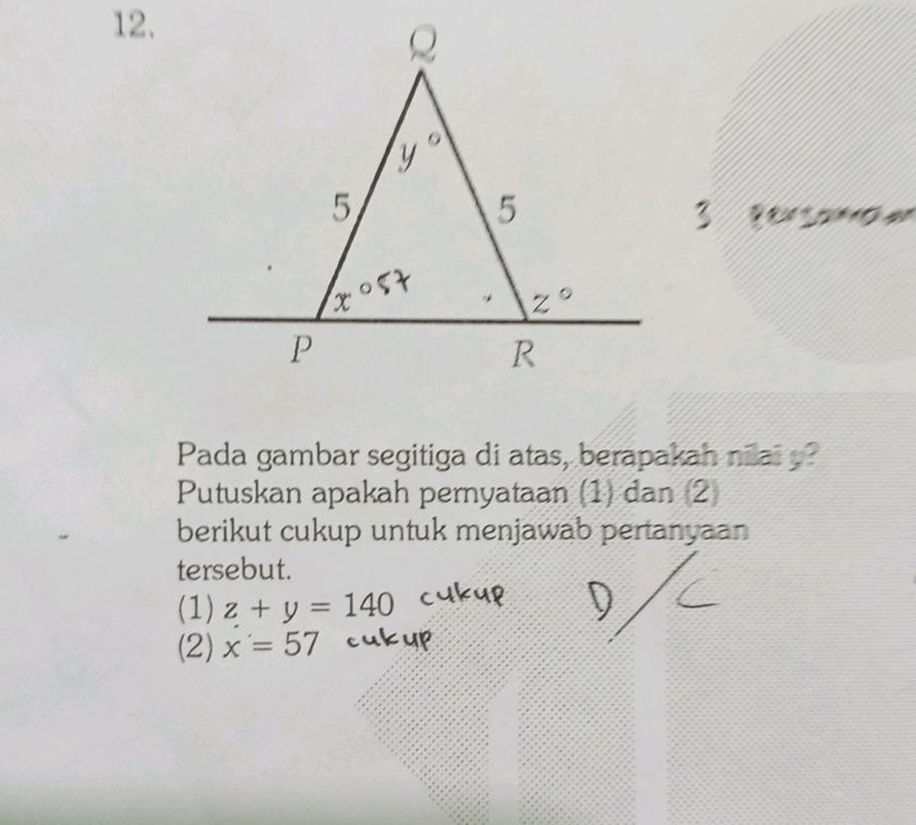 Pada gambar segitiga di atas, berapakah | StudyX