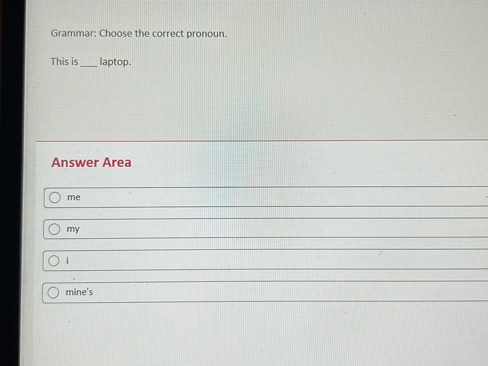 Grammar: Choose the correct pronoun. This | StudyX