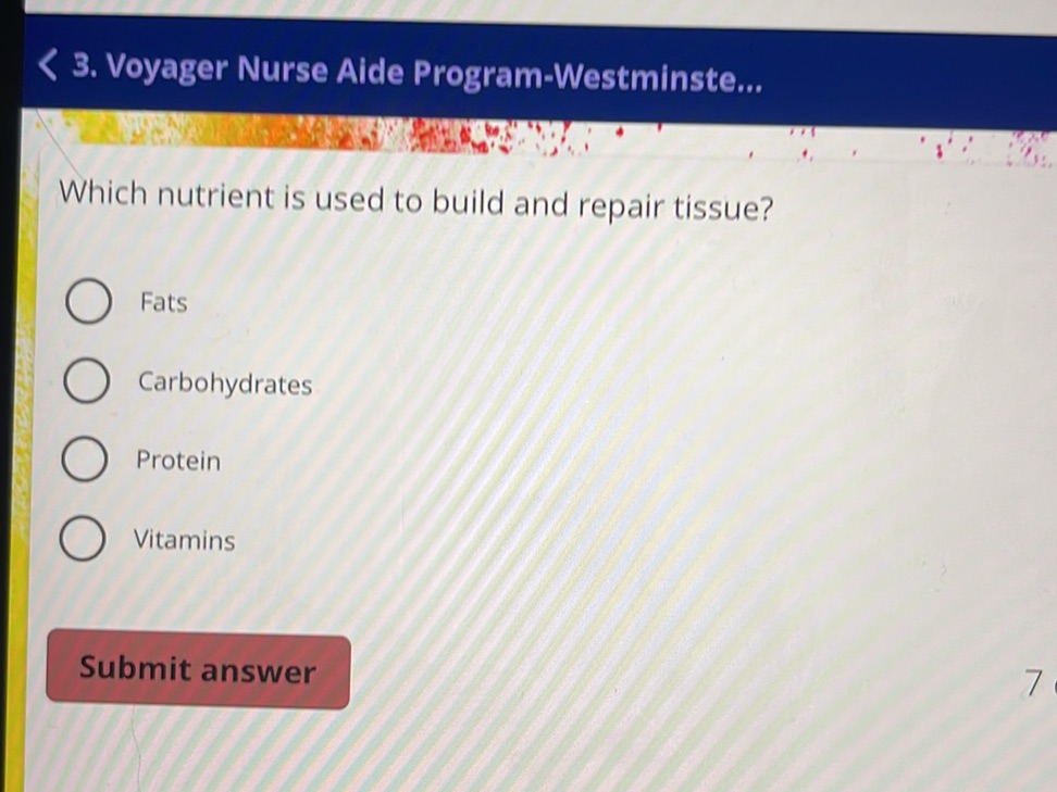 Which nutrient is used to build and repair