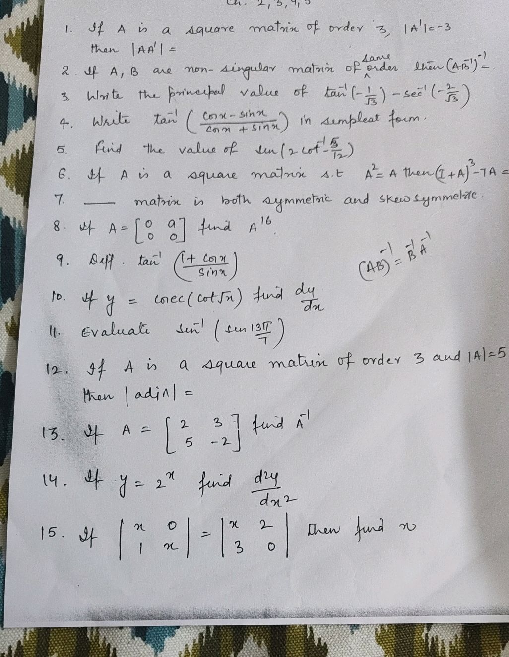 1. If $A$ is a square matrix of order 3, | StudyX