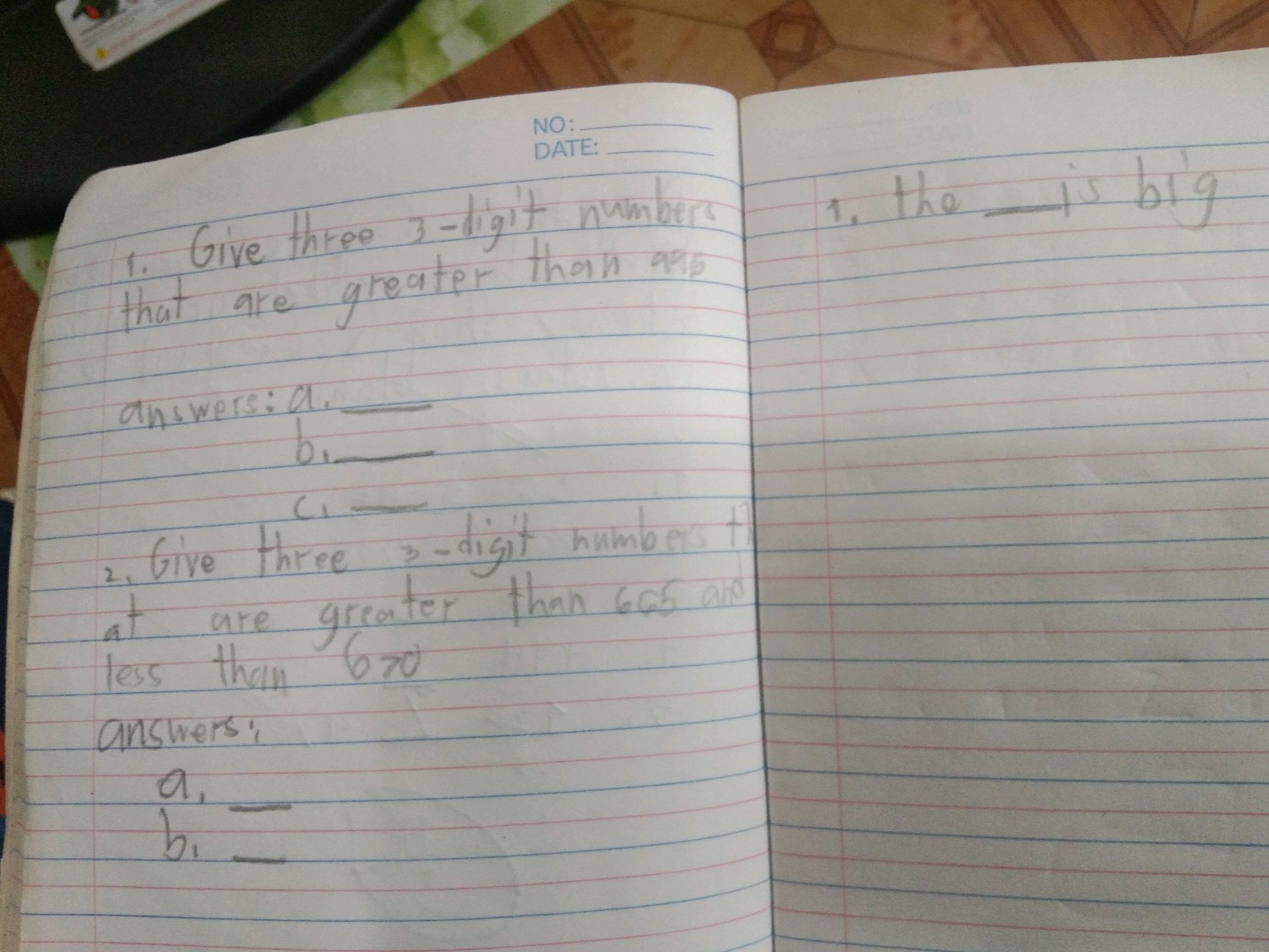 1. Give three 3-digit numbers that are | StudyX