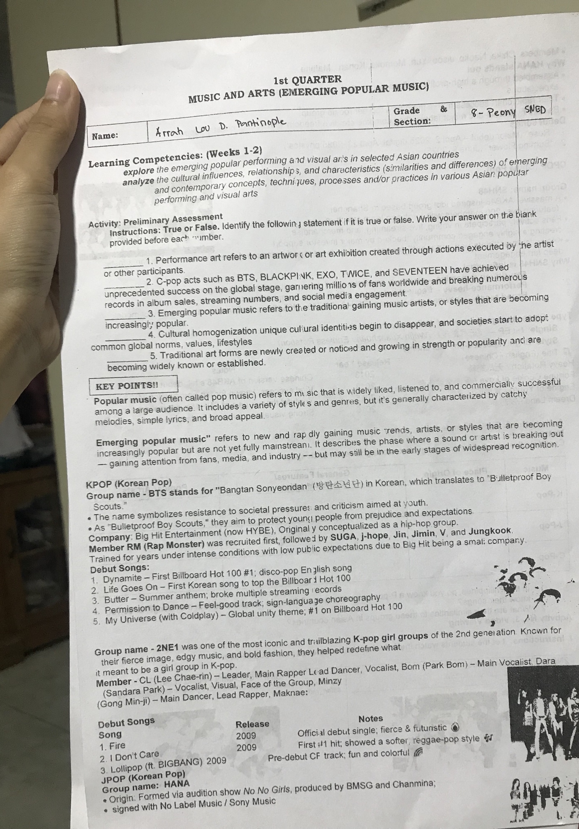 Instructions: True or False. Identify the | StudyX