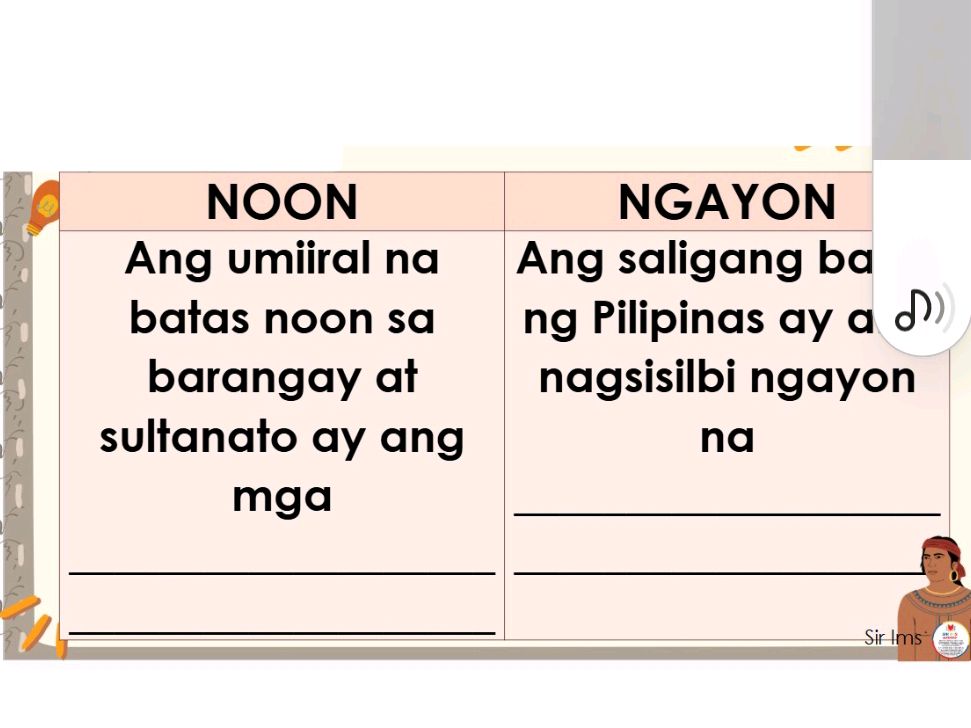 NOON Ang umiiral na batas noon sa barangay