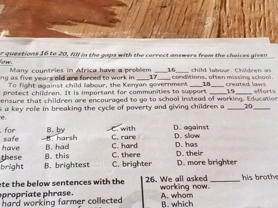 For questions 16 to 20, fill in the gaps | StudyX