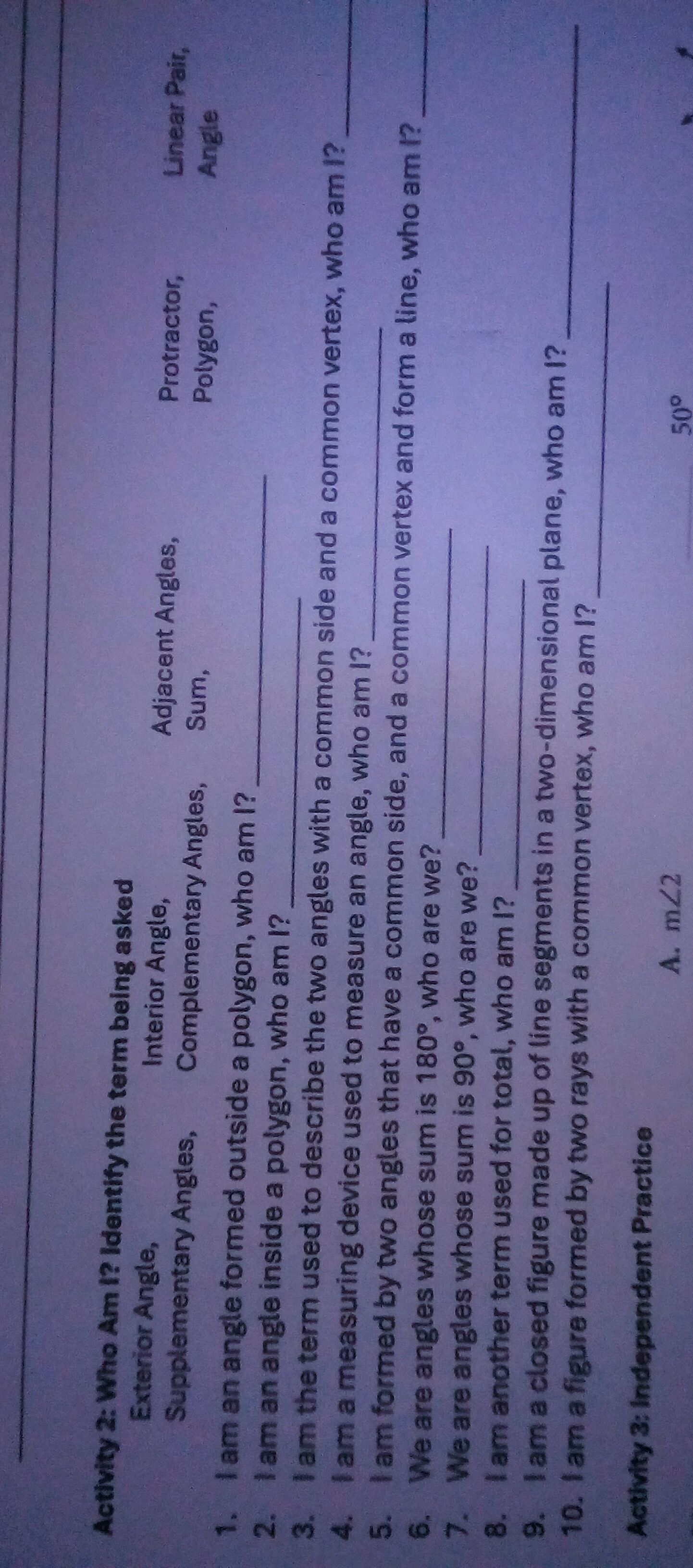 Activity 2: Who Am I? Identify the term