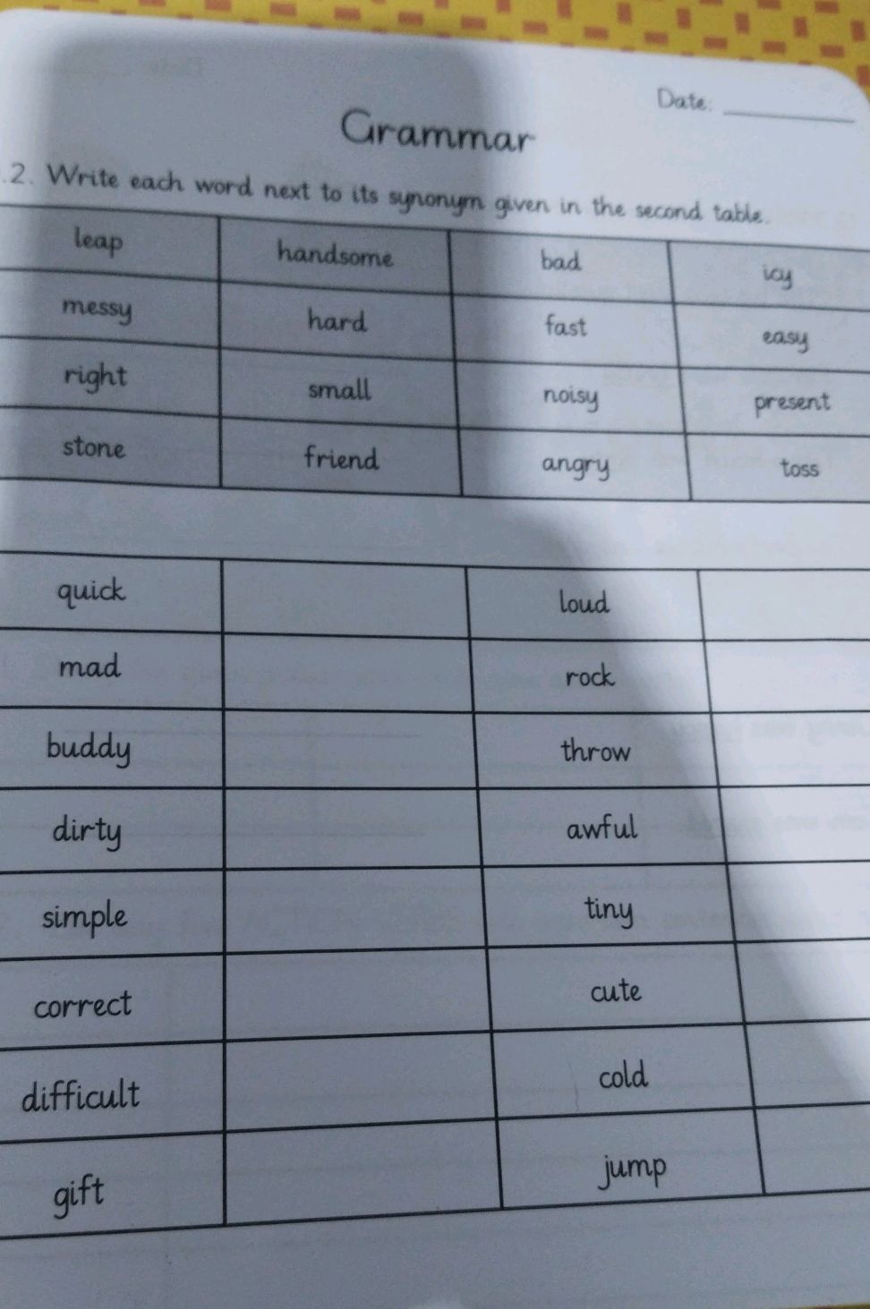 2. Write each word next to its synonym given | StudyX