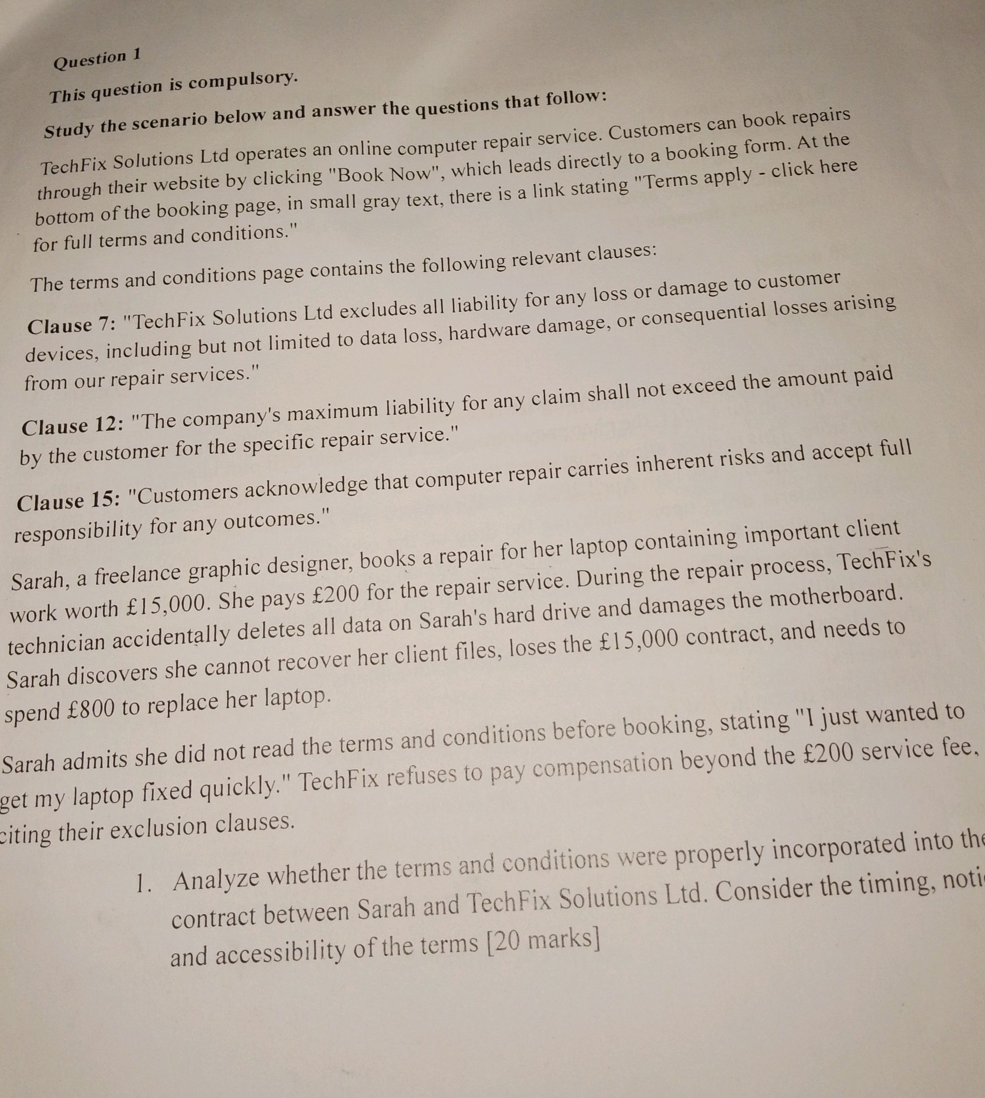 Question 1 This question is compulsory. | StudyX