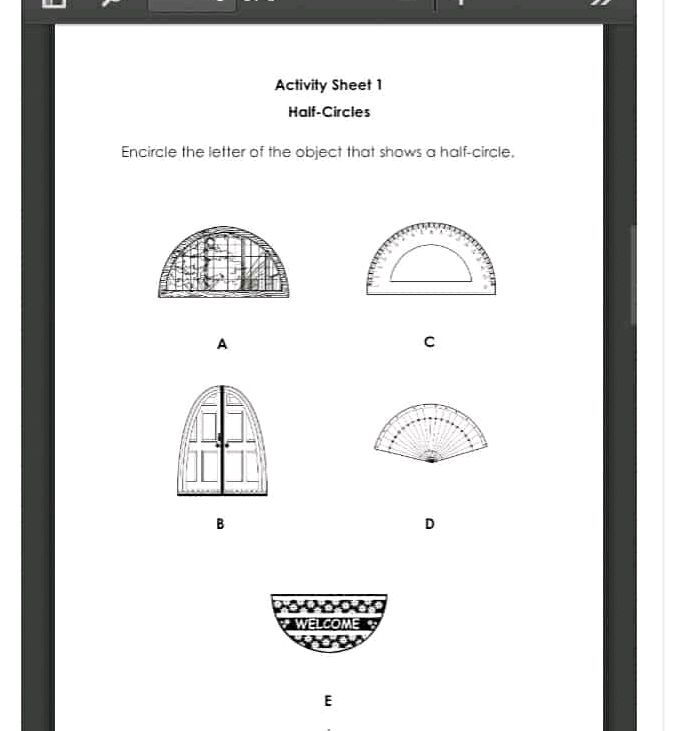Activity Sheet 1 Half-Circles Encircle the