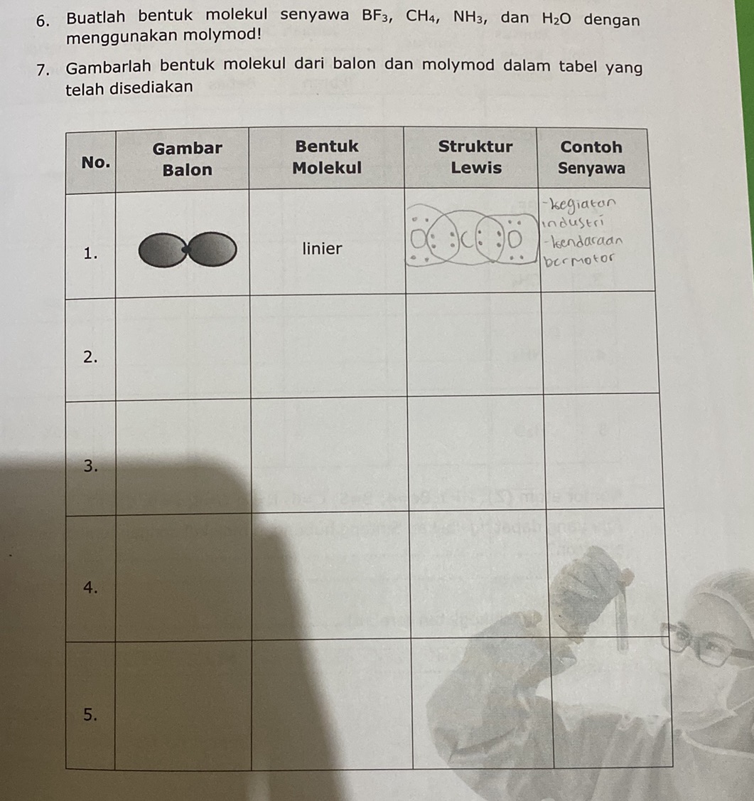 6. Buatlah bentuk molekul senyawa BF3, CH4, | StudyX