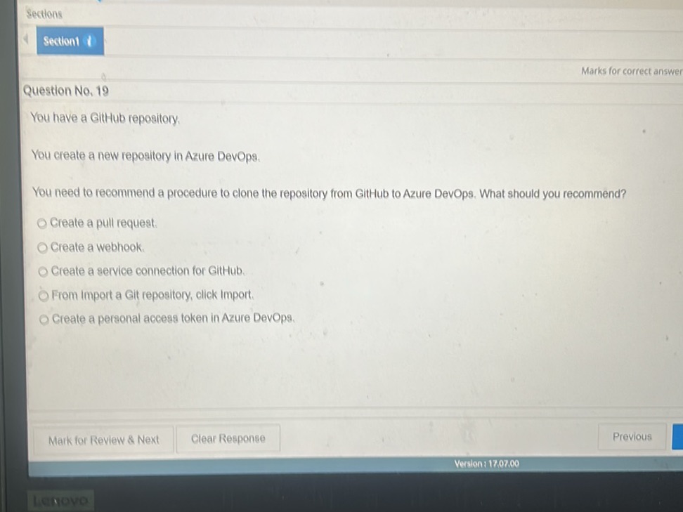 Question No. 19 You have a GitHub | StudyX