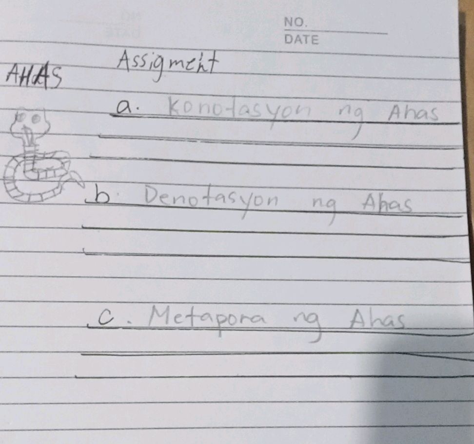 a. Kenotasyon ng Ahas b. Denotasyon ng Ahas | StudyX