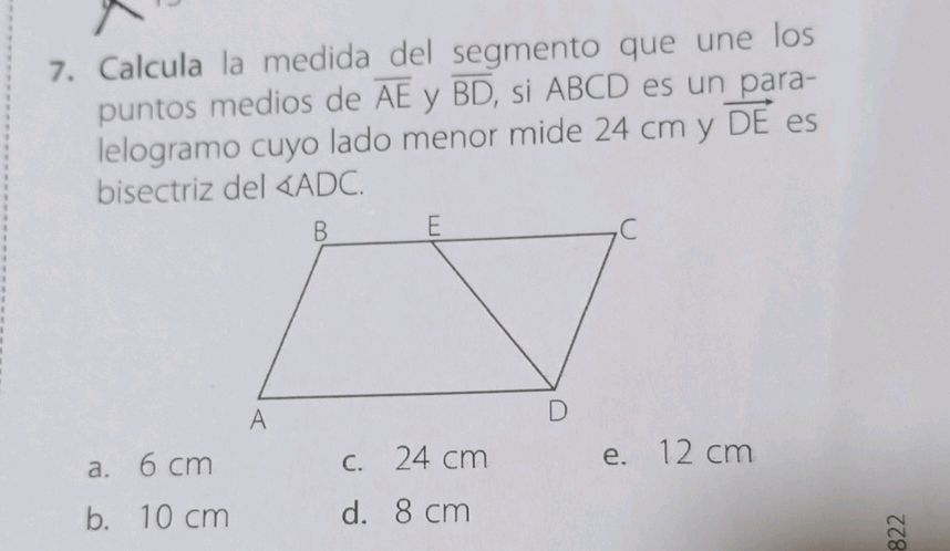 Calcula la medida del segmento que une los