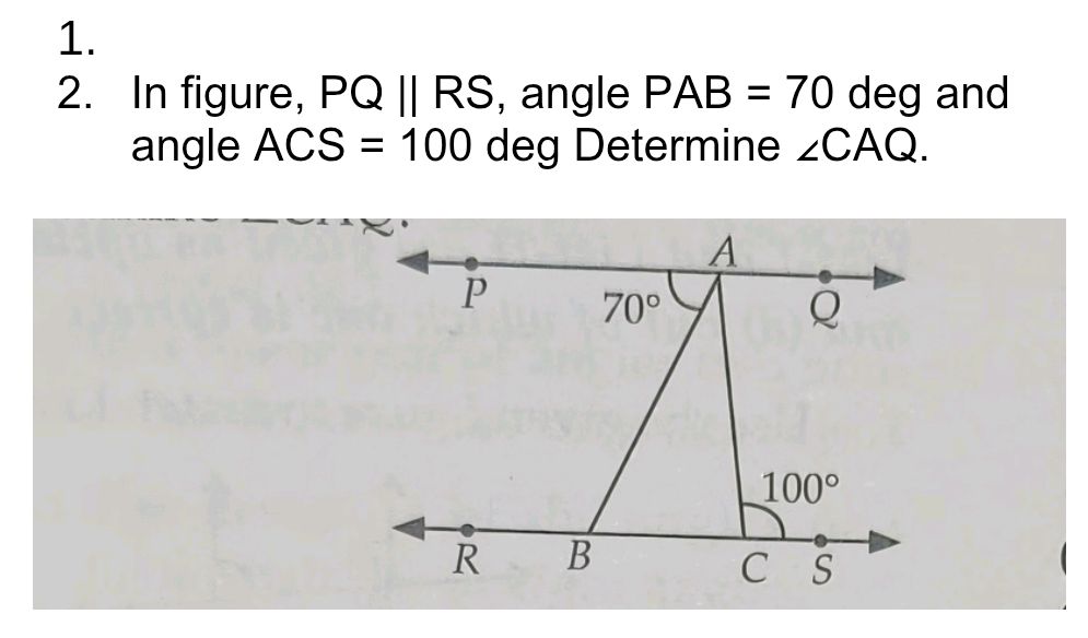 In figure, PQ || RS, angle PAB = 70 deg and | StudyX