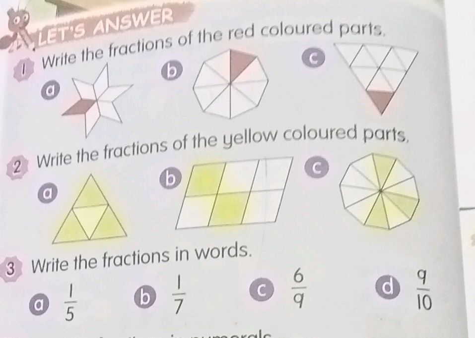 1 Write the fractions of the red coloured | StudyX