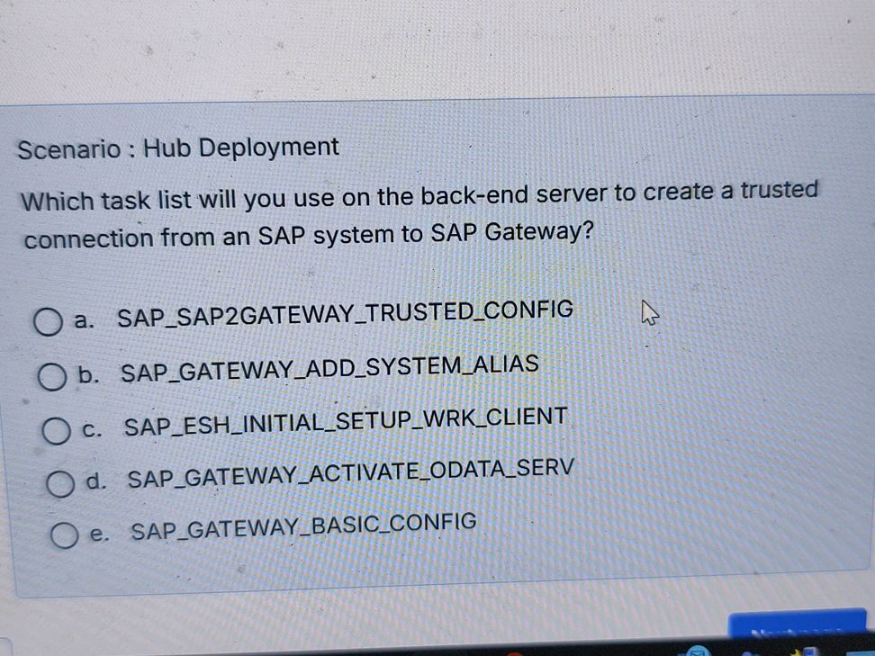 Scenario: Hub Deployment Which task list | StudyX