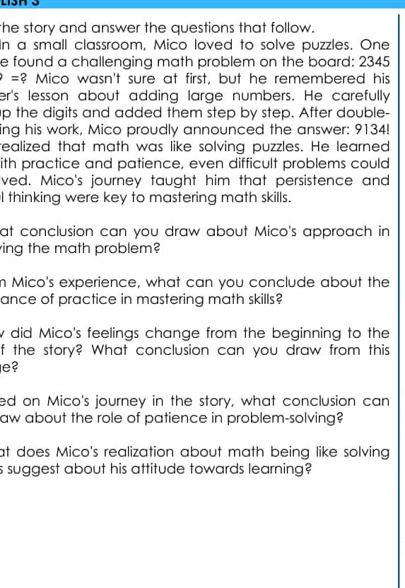 What conclusion can you draw about Mico's | StudyX