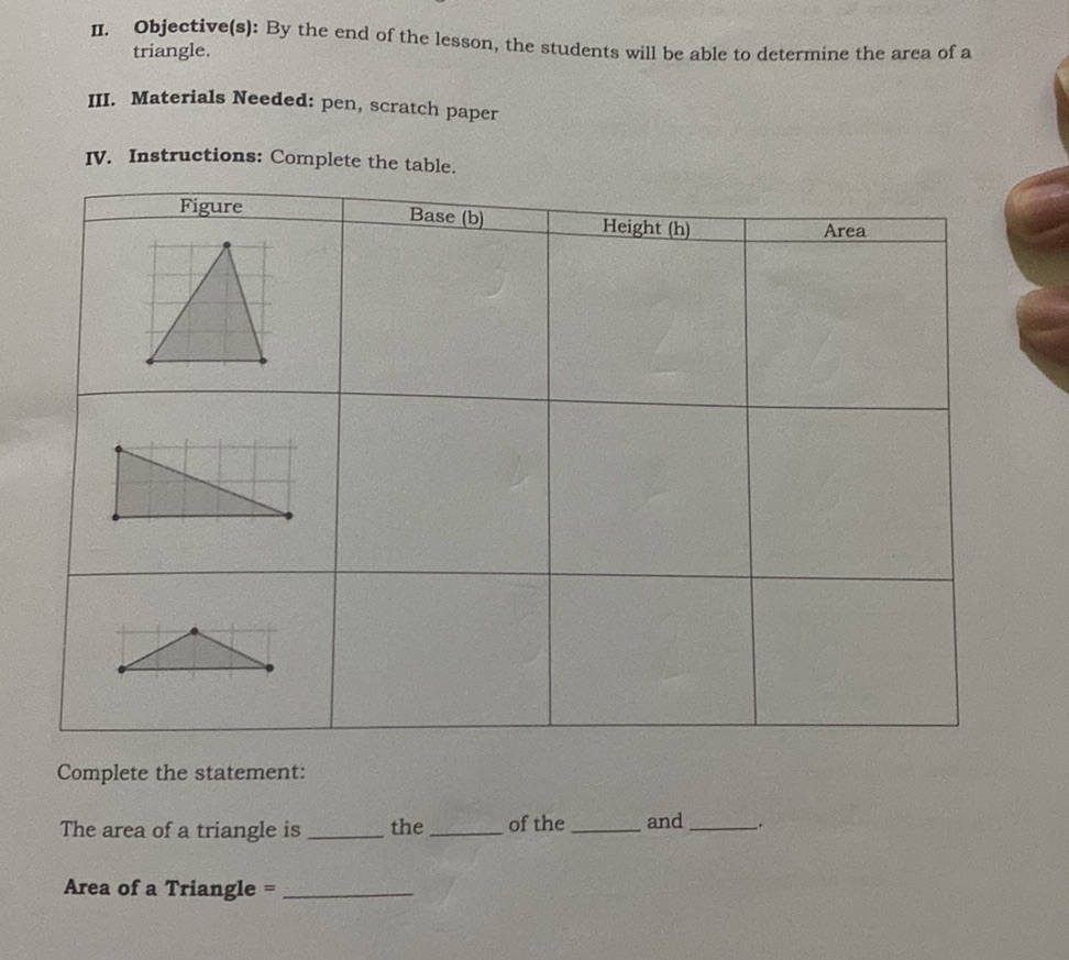 Complete the table. | Figure | Base (b) | | StudyX
