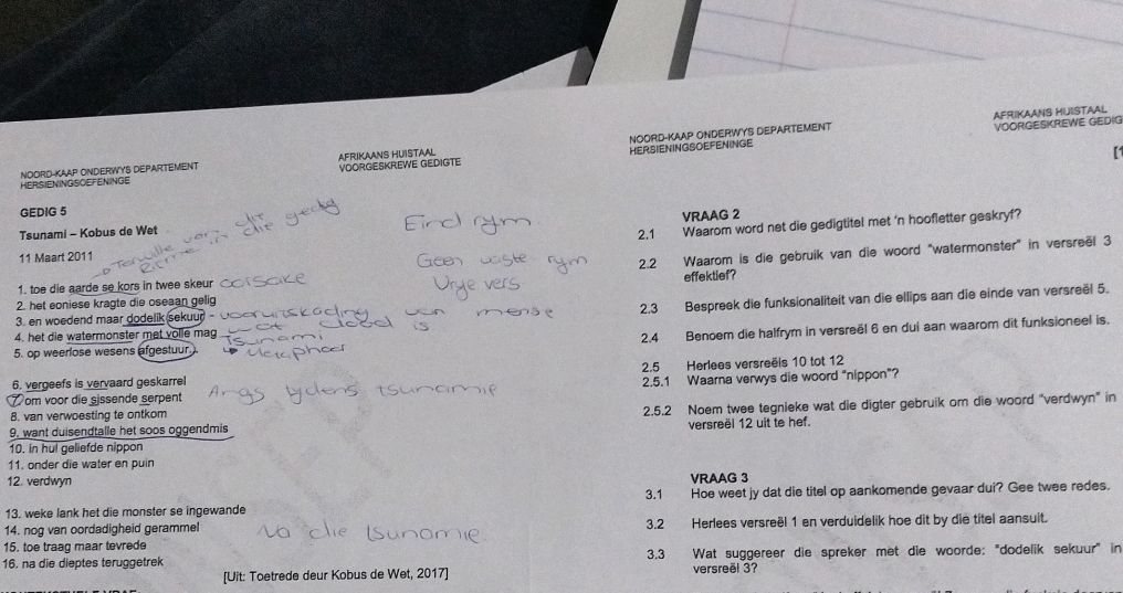 GEDIG 5 Tsunami - Kobus de Wet 11 Maart 2011 | StudyX