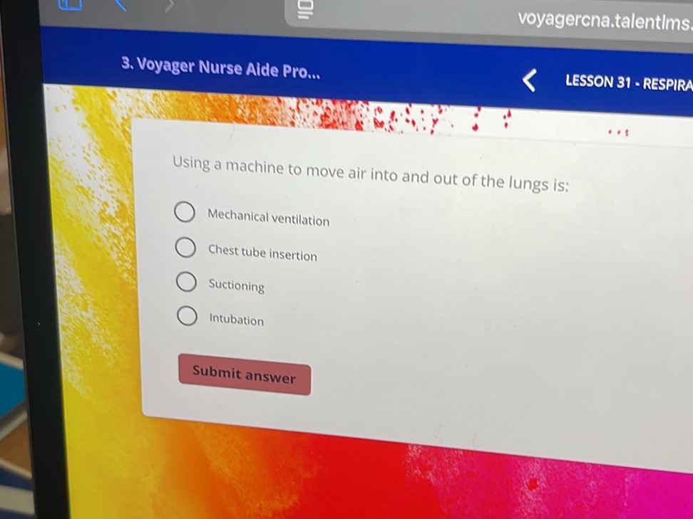 Using a machine to move air into and out of