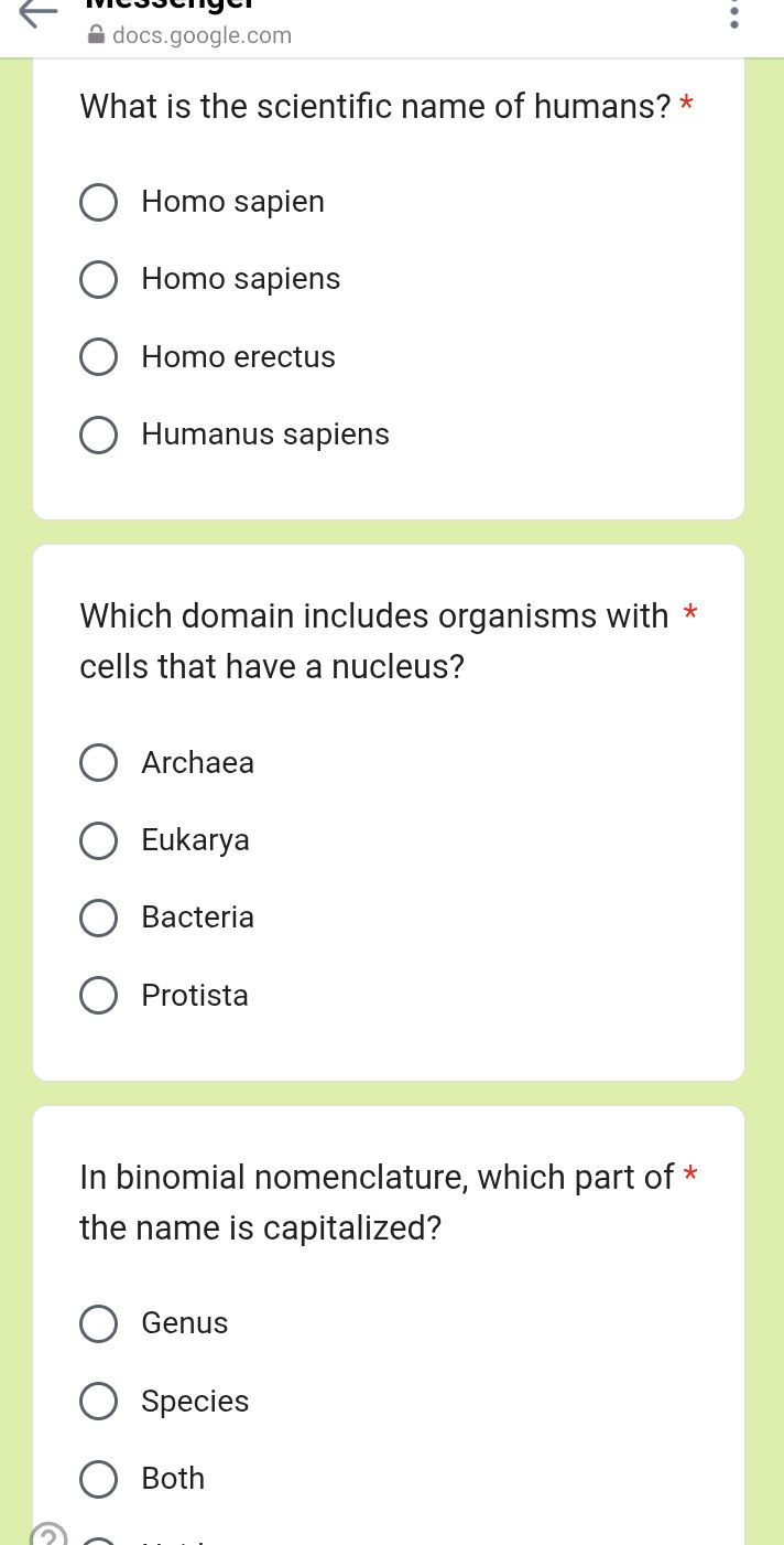What is the scientific name of humans? Homo