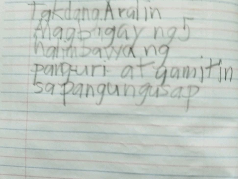 Takdang Aralin Magbigay ng 5 halimbawa ng | StudyX