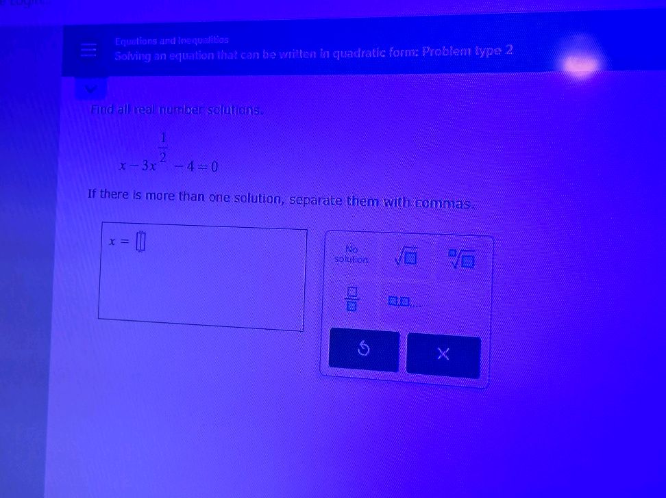 Find all real number solutions. $ {1}{2}x^2 | StudyX