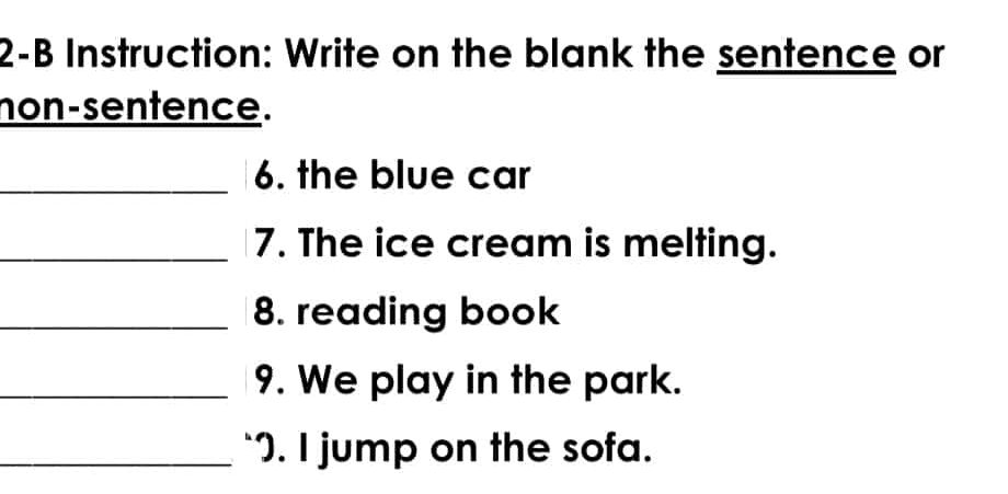 2-B Instruction: Write on the blank the | StudyX