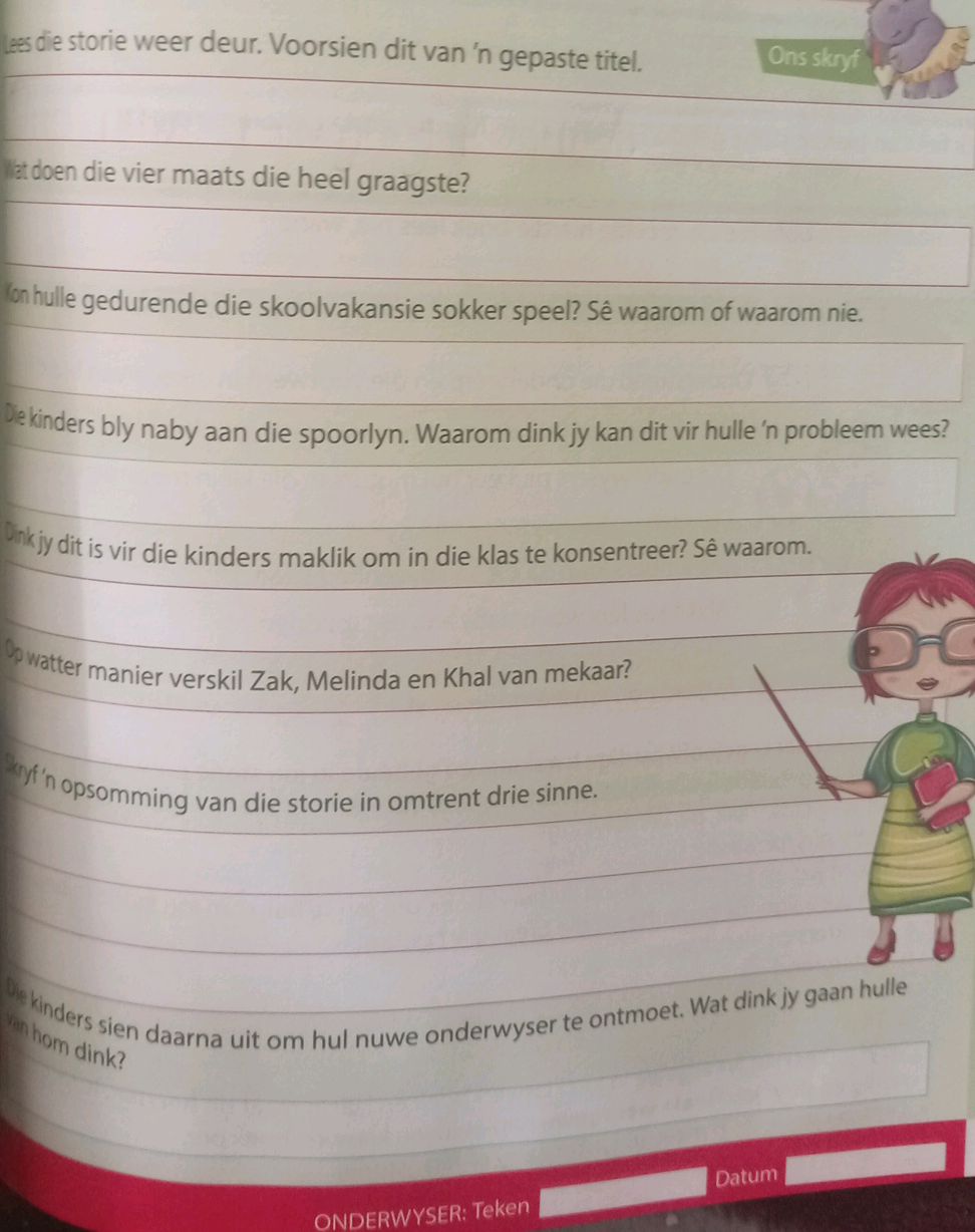 Lees die storie weer deur. Voorsien dit van